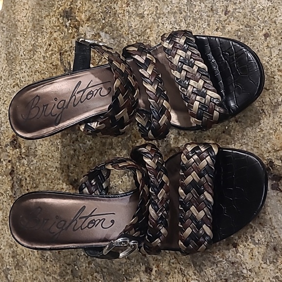 Brighton | Shoes | Brighton Tress Black Bronze Sandals Size 7 | Poshmark
